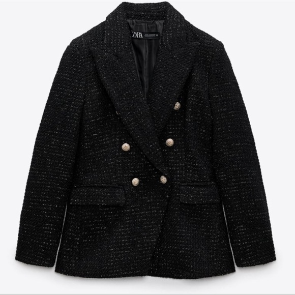 Zara | Jackets & Coats | Zara Double Breasted Textured Weave Jacket ...